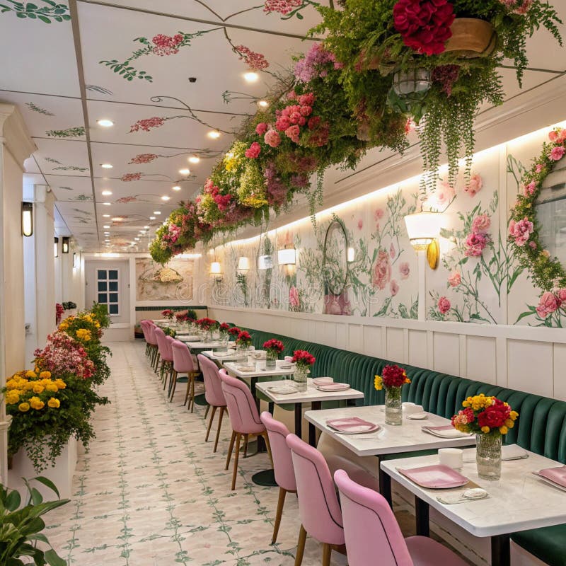 A Long Room with Tables and Chairs Stock Illustration - Illustration of ...