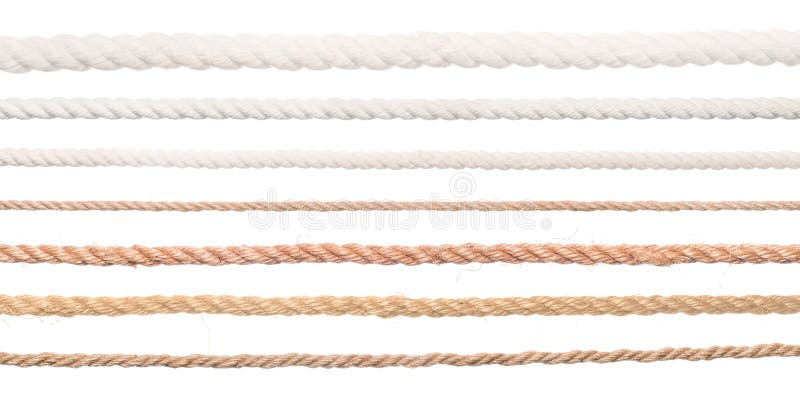 Long Ropes Collection Isolated on White Stock Image - Image of ...