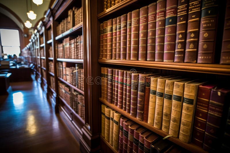 A Long Row of Books on a Wooden Shelf Stock Illustration - Illustration ...