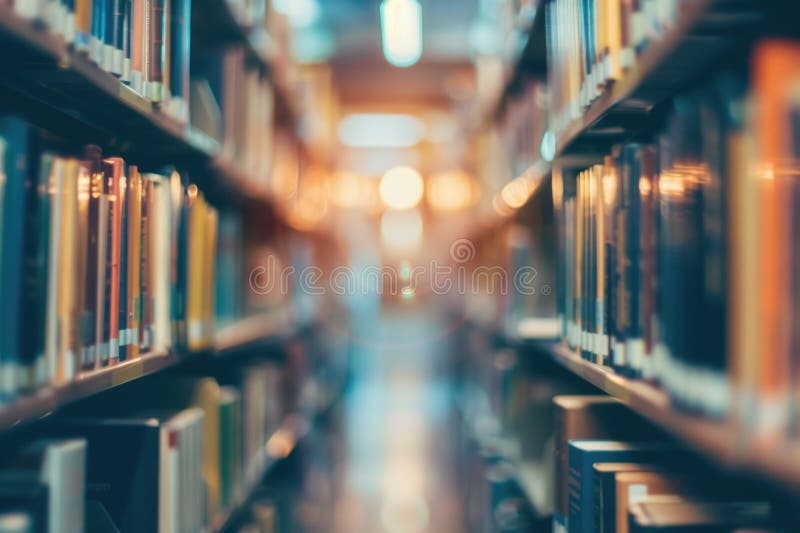 A Long Row of Books on a Shelf in a Library, Ideal for Education or ...