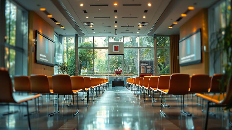 A Long Row of Chairs in a Conference Room Stock Photo - Image of ...