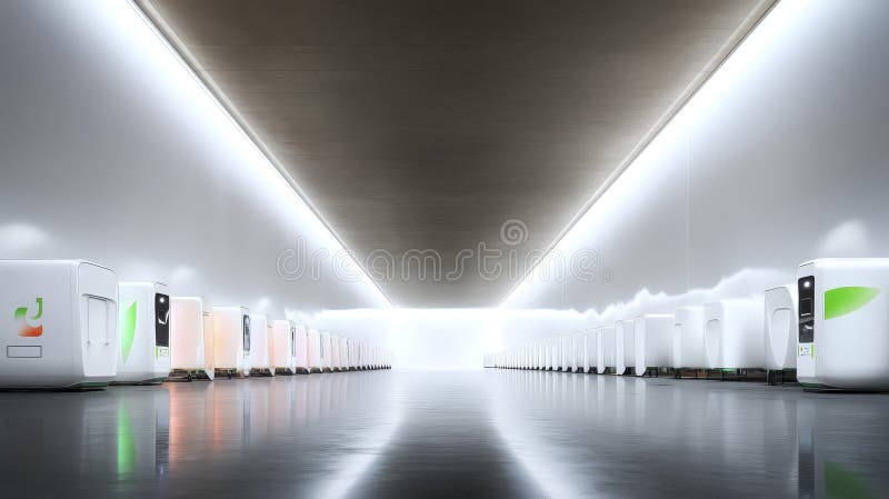 Long Row of Pristine White Refrigerators, a Modern Storage Solution ...