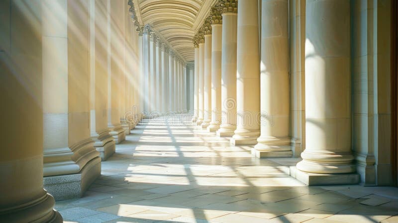 A Long Row of White Pillars in a Building. Suitable for Architectural ...