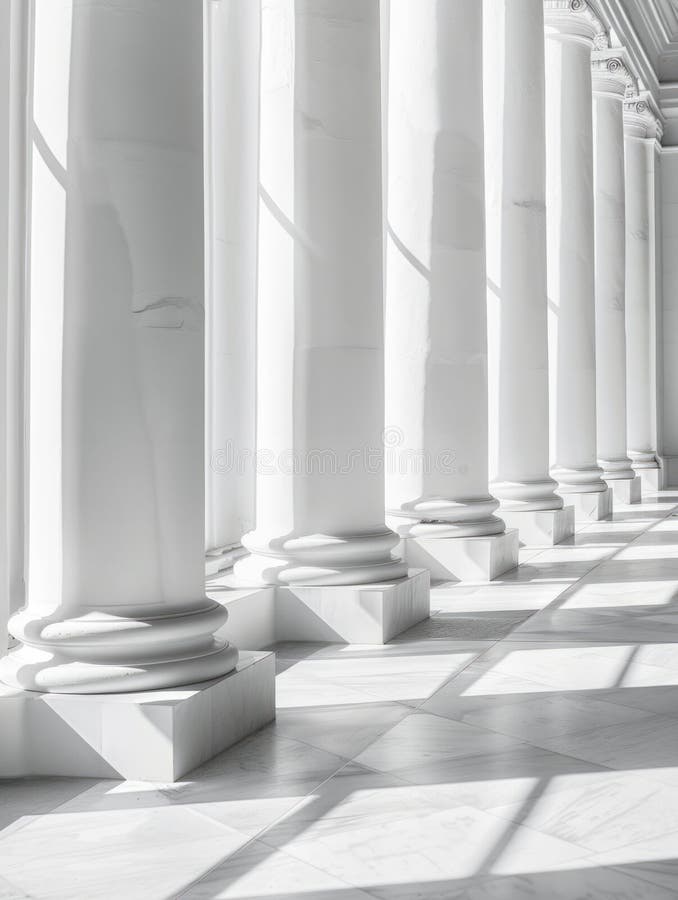 A Long Row of White Pillars, Possibly in a Building or a Hallway Stock ...
