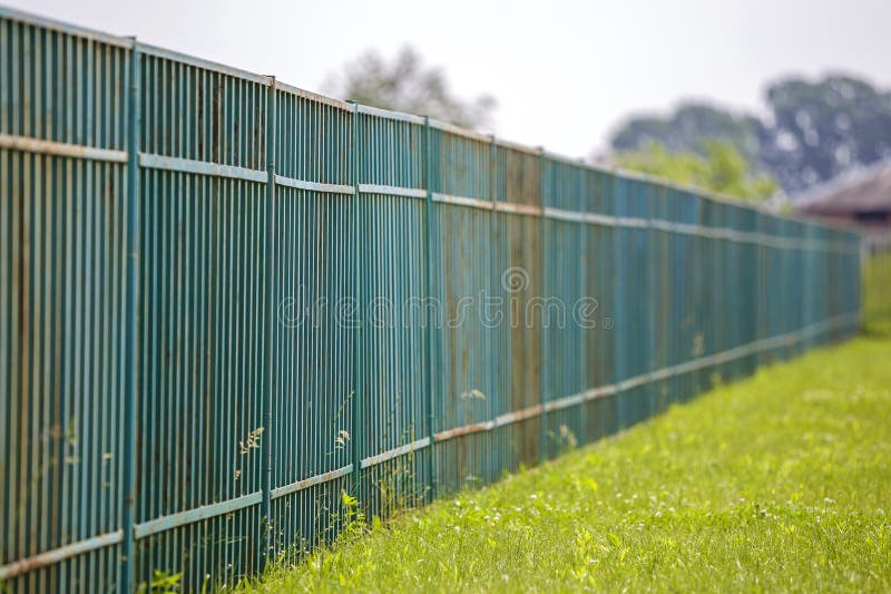 Long Rusty Old Metalic Fence Stock Image - Image of exterior, landscape ...