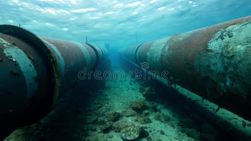 Rusty Underwater Pipes Stretching into the Deep, Generative AI Stock ...