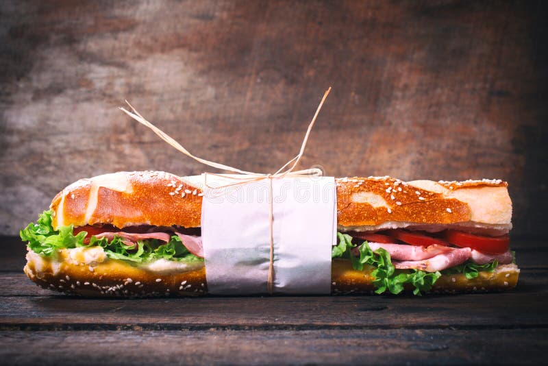 Long gourmet sandwich stock image. Image of dish, prosciutto - 47039531