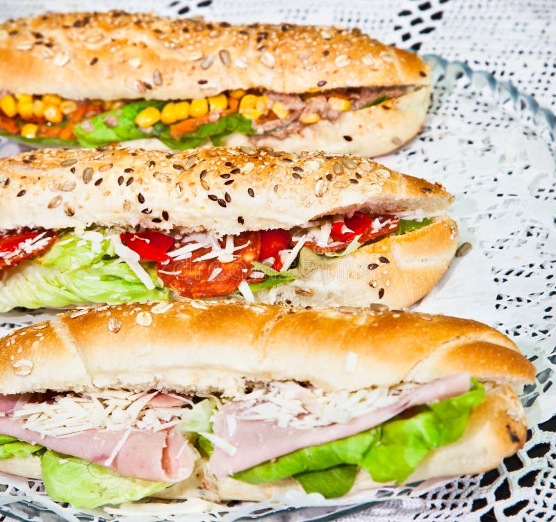 Long Sandwiches Made from Integral Bred with Cheese and Vegetable Stock ...