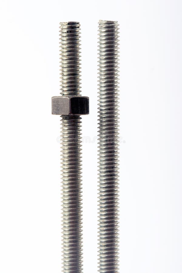 Long screws with a nut stock photo. Image of iron, macro - 14855146