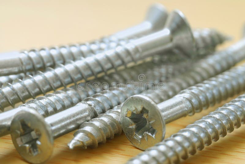 Long wood screws close up stock image. Image of wooden - 340144065