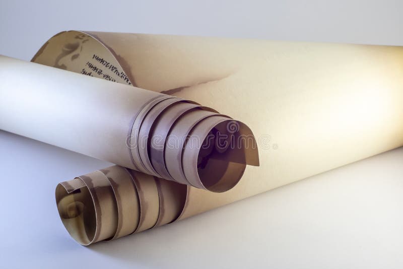 Old Long Scroll In Horizontal Position Isolated Stock Photo - Image of ...
