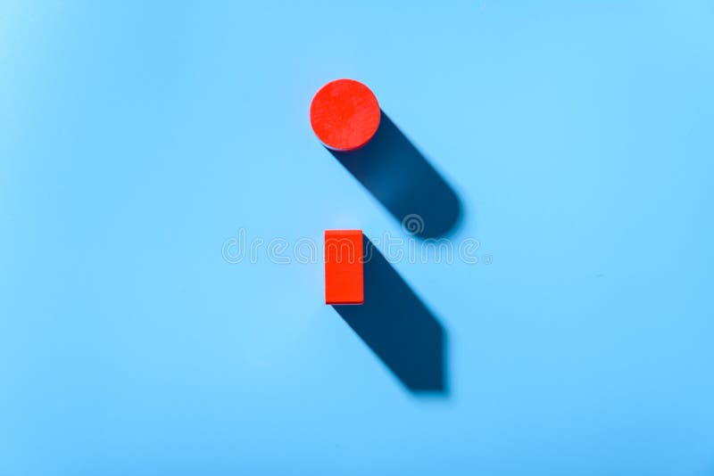 Long Shadow Cast by Two Red Blocks on a Light Blue Background, Copy ...