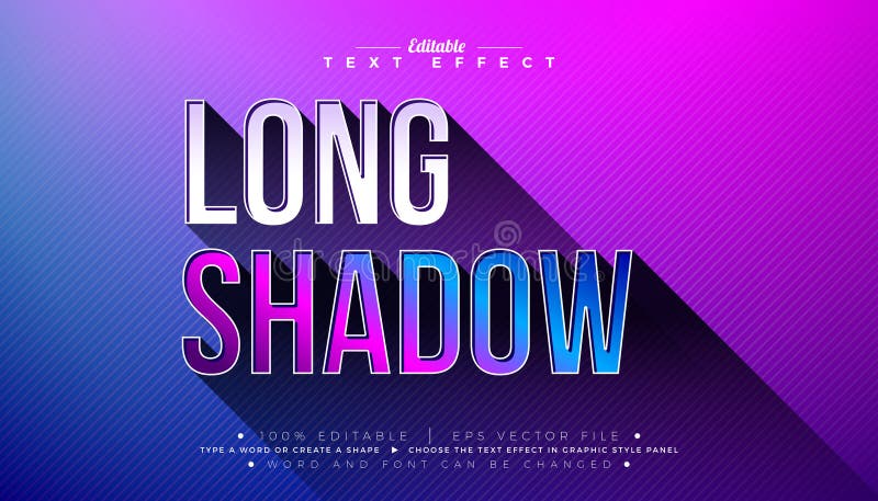 Long Shadow 3D Text Effect Design. Editable and Scalable Vector Graphic ...