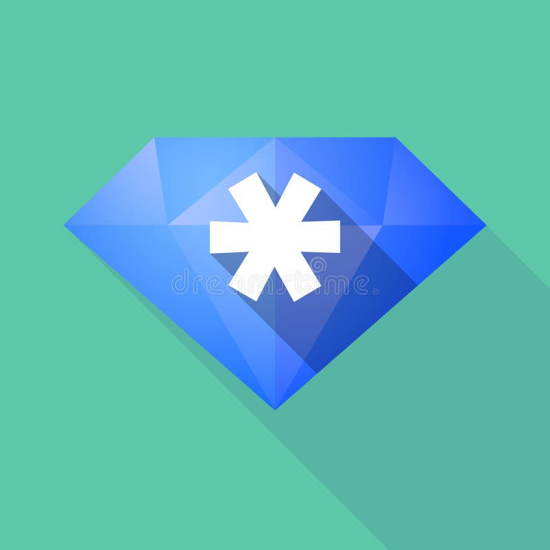 Long Shadow Diamond with an Asterisk Stock Illustration - Illustration ...