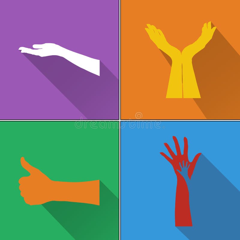 Long shadow hand icons stock vector. Illustration of message - 51549230