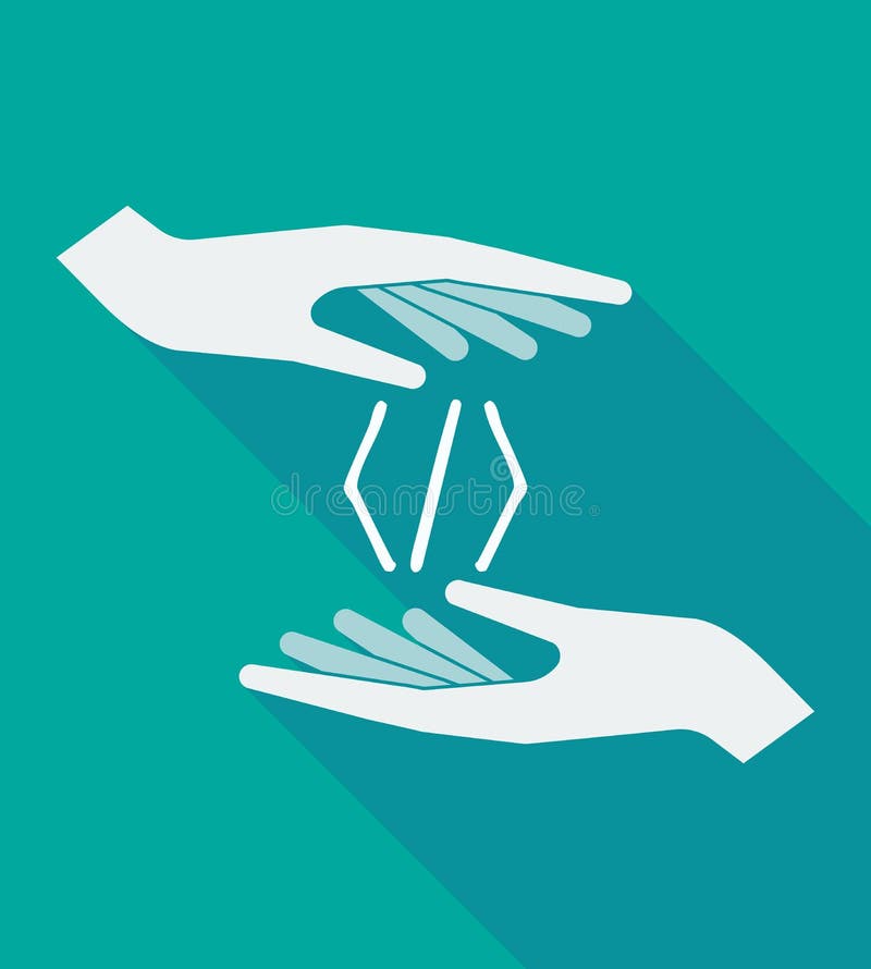 Long Shadow Hands with a Code Sign Stock Illustration - Illustration of ...