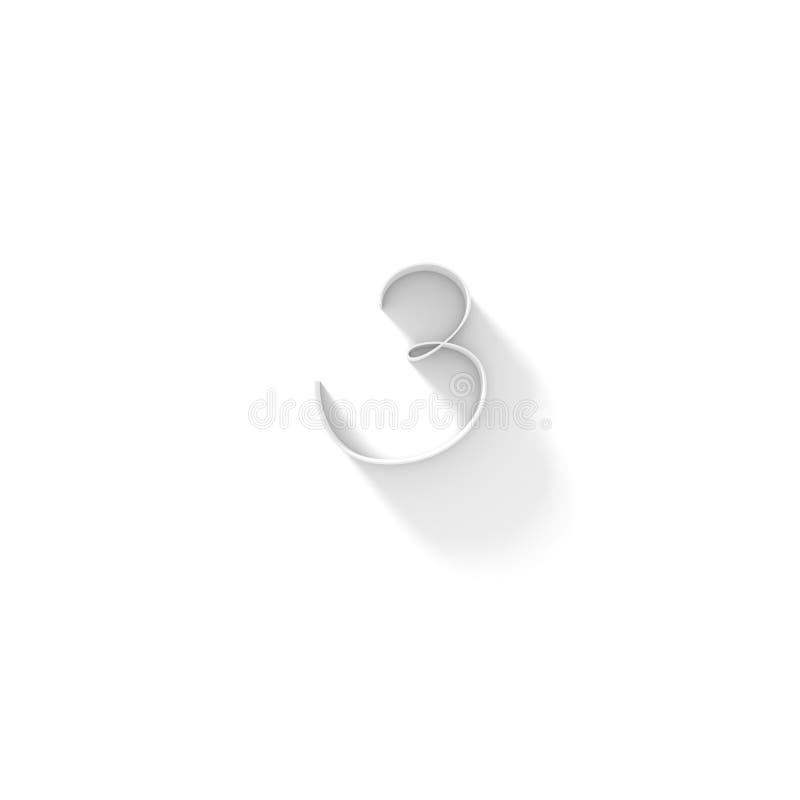 Long Shadow Handwritten Font Number THREE 3 3D Stock Illustration ...