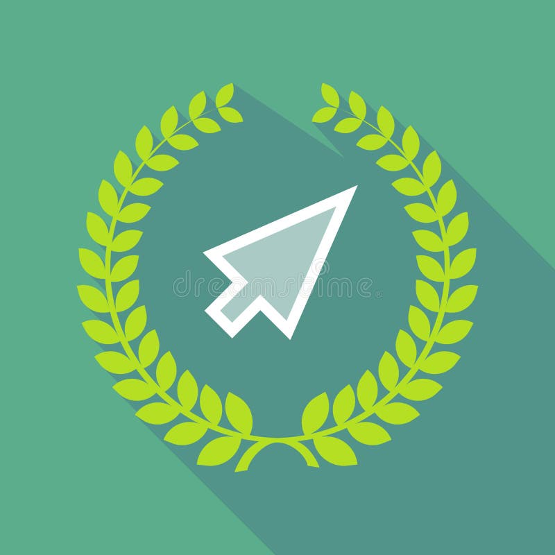 Long Shadow Laurel Wreath Icon with a Cursor Stock Illustration ...