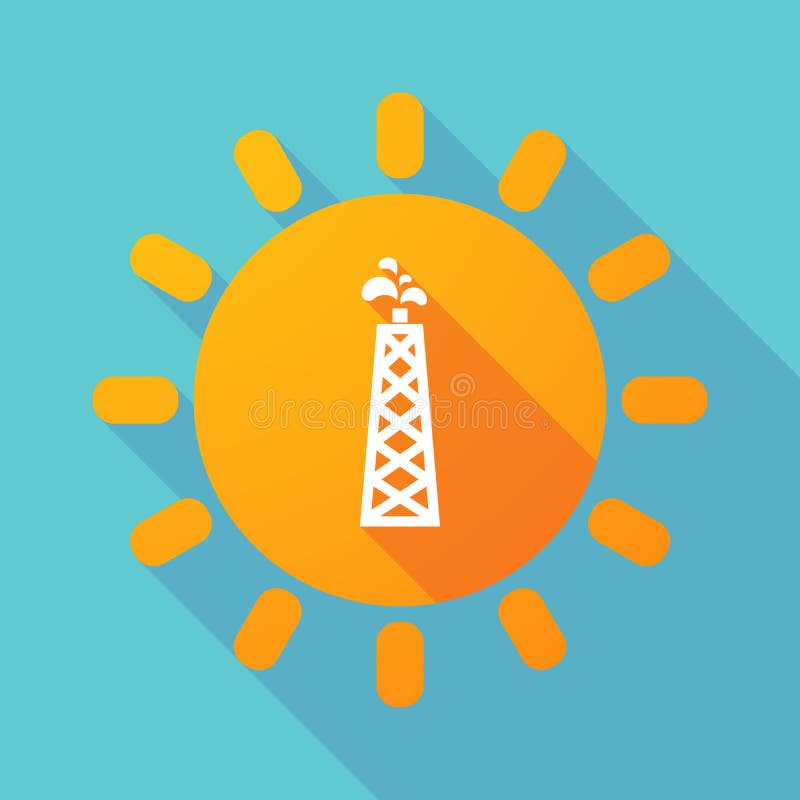 Long Shadow Sun with an Oil Tower Stock Illustration - Illustration of ...