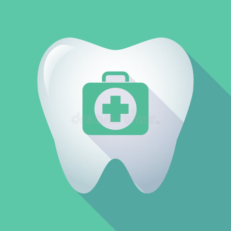 Long Shadow Tooth with a First Aid Kit Icon Stock Illustration ...