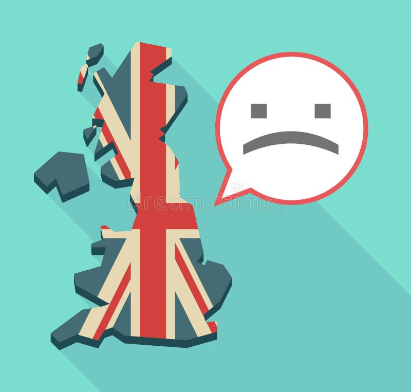 Long Shadow UK Map with a Sad Text Face Stock Illustration ...