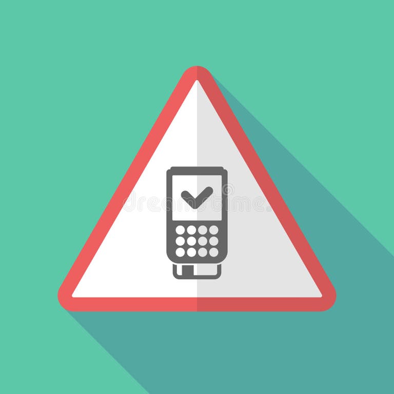 Long Shadow Warning Sign with a Dataphone Icon Stock Illustration ...