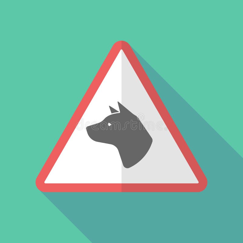Long Shadow Warning Sign with a Dog Head Stock Illustration ...