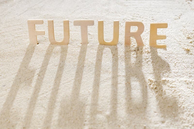 Long Shadows Cast the Word Future, Future in the Sand Stock Photo - Image of message, desert ...