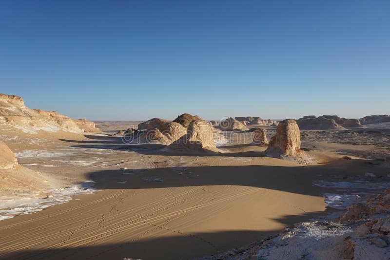 Long Shadows of Rock Formations in the White Desert Stock Image - Image ...
