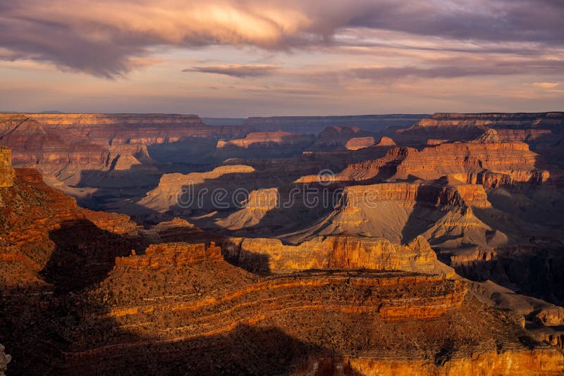 Long Shadows and Soft Light Crosses the Grand Canyon Stock Image ...