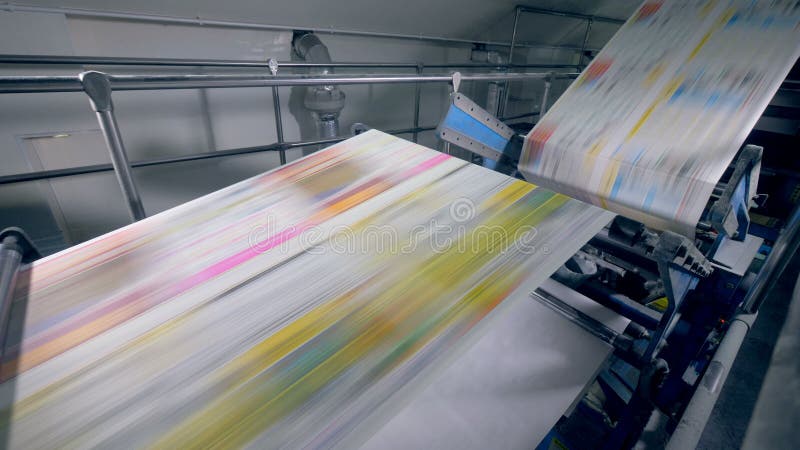 Long Sheets of Newspaper on a Print Office Line, Close Up. Stock Video ...