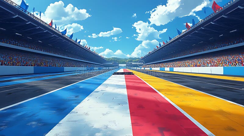 A Long Shot of a Race Track, with a Crowd of People in the Background ...