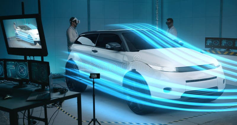 Scientist Using Vr Technology To Test Car Stock Photo - Image of modern ...