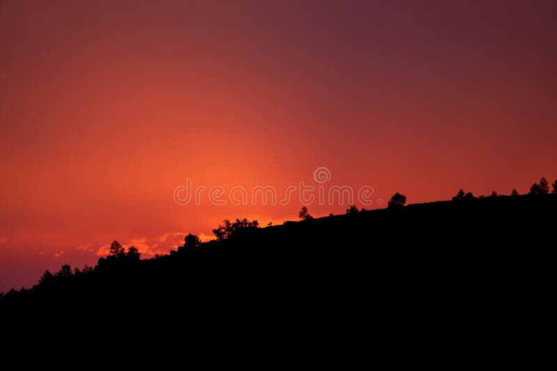Sunset after the Mountains with High Contrast Profile Stock Photo ...