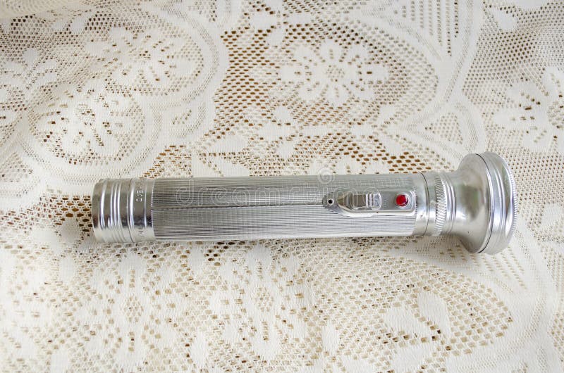 Old Battery Flashlight with Handle Isolated. Stock Photo - Image of ...