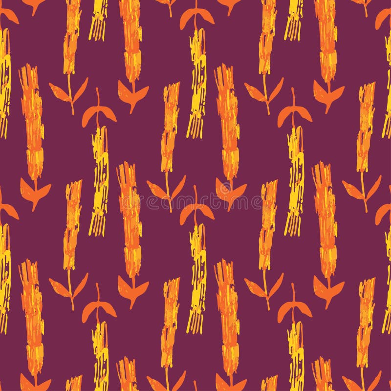 Long Sketchy Flowers Seamless Repeat Pattern Stock Vector ...