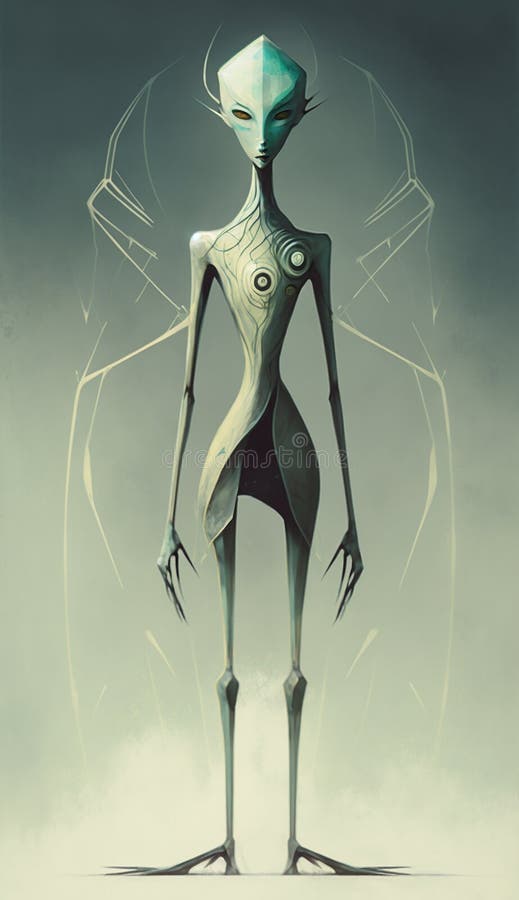 Long, Skinny, Alien Style Figure. Created Using Ai Generative. Stock ...
