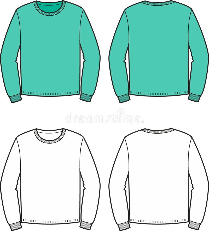 Long Sleeve Jumper Flat Sketch. Sweatshirt Apparel Design. Front and ...