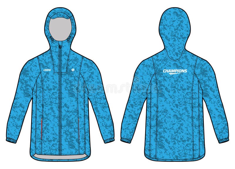 Long Sleeve Running Shell Hoodie Jacket Design Flat Sketch Illustration Hooded Weather Jacket