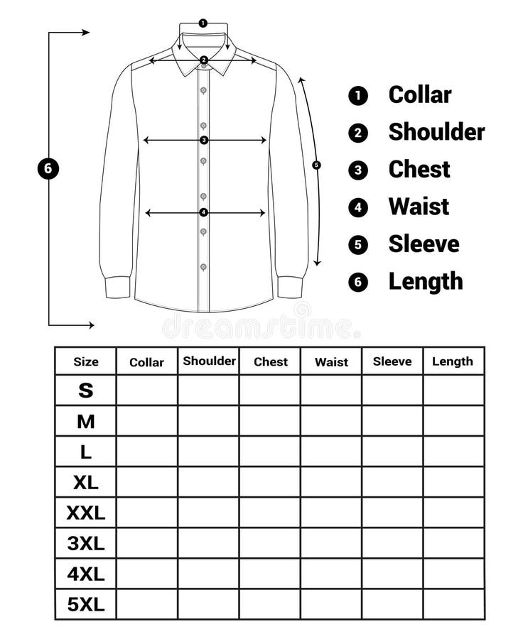 Long Sleeve Shirt Technical Drawing Size Chart Vector Illustration ...