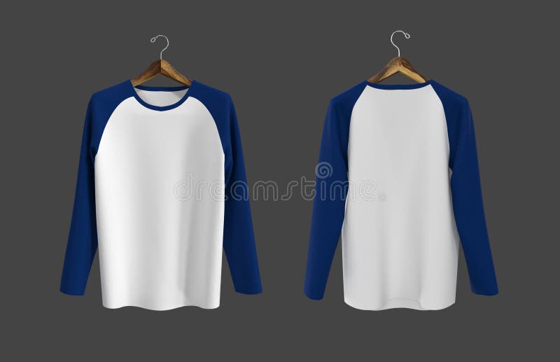 Long-sleeve Raglan T-shirt Mockup in Front and Back Views Stock ...