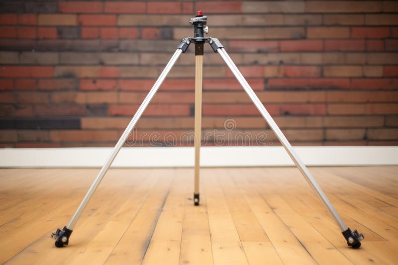 Long Slim Metal Stand Tripod Under Bright Overhead Light Stock Photo ...