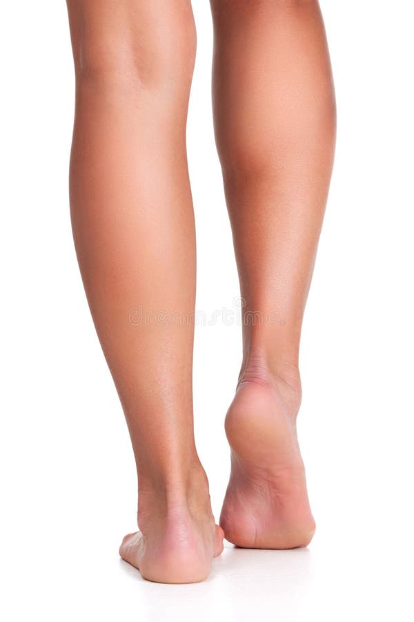 Long Smooth Female Legs in High Heels Sitting on Chair, Isolated on ...