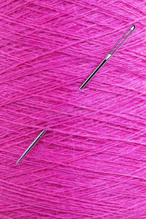 Long Stainless Needle Stuck in Purple Wool Texture Thread Stock Image ...