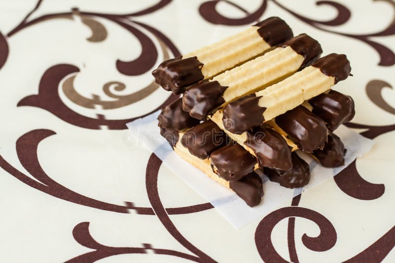Long Sticks Shortbread Dipped in Chocolate Stock Image - Image of ...