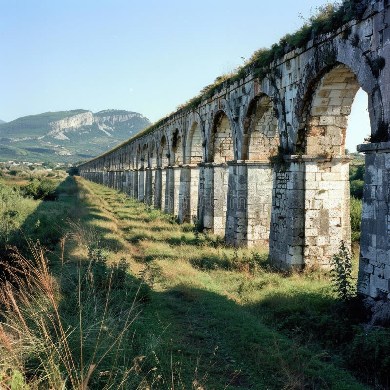 A Long Stone Bridge with Arches Over it, Suitable for Travel or ...