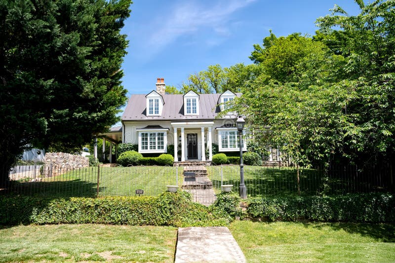 Long Stone Driveway into a House between Rows of Trees and Lawn ... Long Stone Driveway into a House between Rows of Trees and Lawn ...