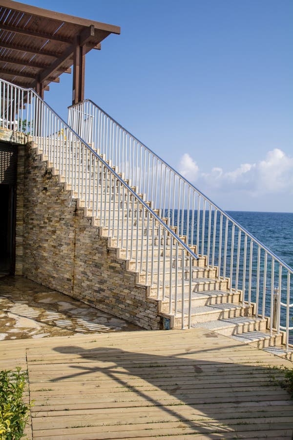Long Stone Stairs With Many Steps On A Sea Background Stock Photo ...