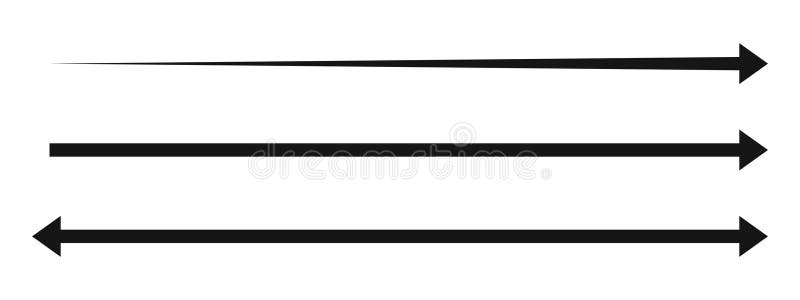 Long Straight Arrow and Double Arrow Icons. Black Horizontal Pointer ...