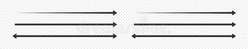 Long Straight Arrow Icons. Black Horizontal Pointer, Direction ...